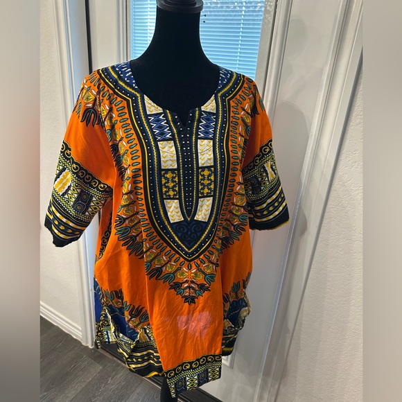Tops | Vibrant Orange Dashiki Womens Top | Poshmark